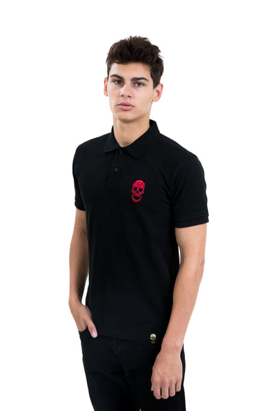 Mens Black Polo Red Skull – #NoFuchsGiven