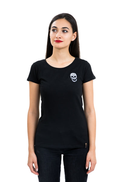 Ladies Fitted White Skull Black Tee – #NoFuchsGiven
