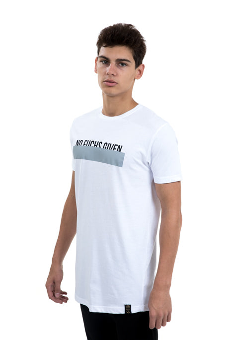 Unisex Essential Slogan White Longline T-Shirt – #NoFuchsGiven